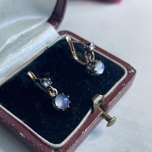 ANTIQUE FRENCH 18K Rose Gold Diamond & Moonstone Dormeuse Earrings - Etsy