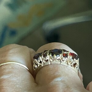 Vintage 1970's *retro* 9k Gold Victorian Design GARNET Ring, Stackable ...