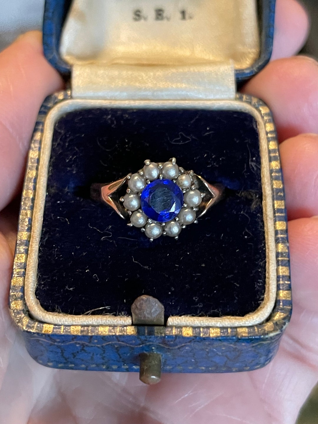 Stunning VICTORIAN SAPPHIRE Doublet and Pearl Ring 9k ROSE Gold - Etsy