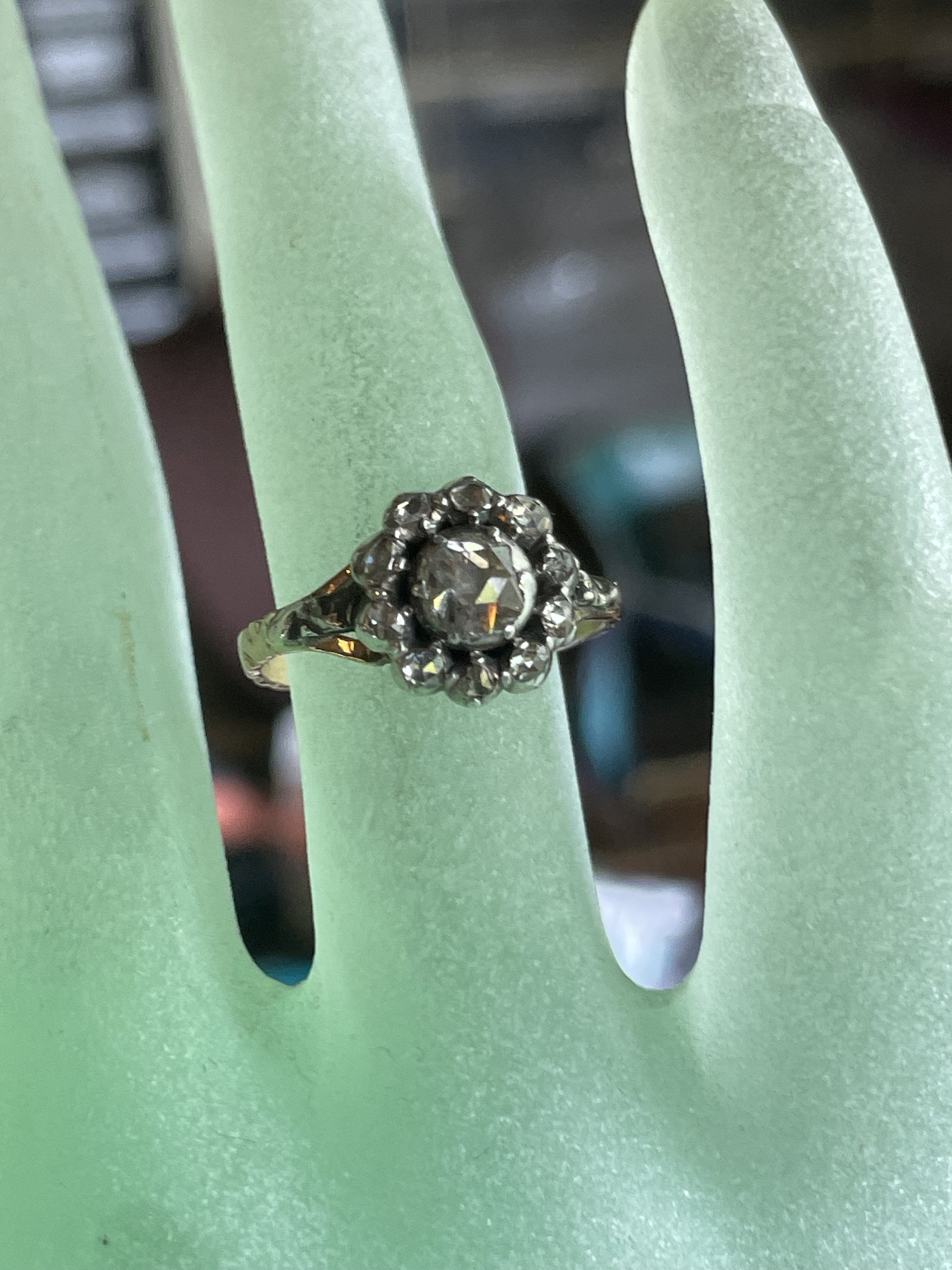 Victorian Giardinetti 14k Gold / Silver Rose Cut Diamond Dinner Ring - Etsy