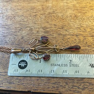 ANTIQUE VICTORIAN Art Nouveau 9k Rose Gold and GARNET Pendant ...