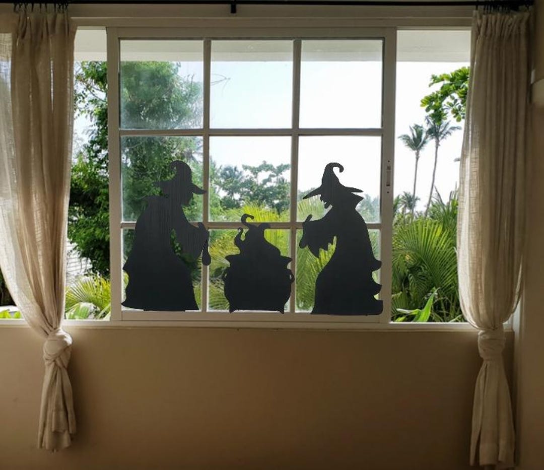 Witch Window Foam Board Silhouette Halloween Decor Witch Cutout ...