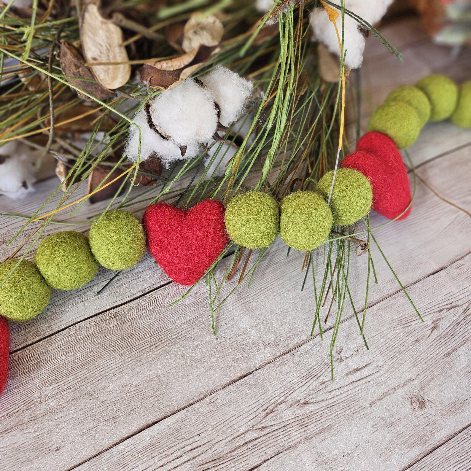 Whimsical Green and Red Heart Garland Home Décor Festive Party ...
