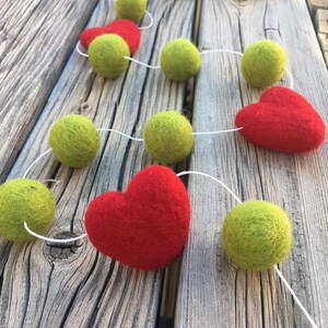 Whimsical Green and Red Heart Garland Home Décor Festive Party ...