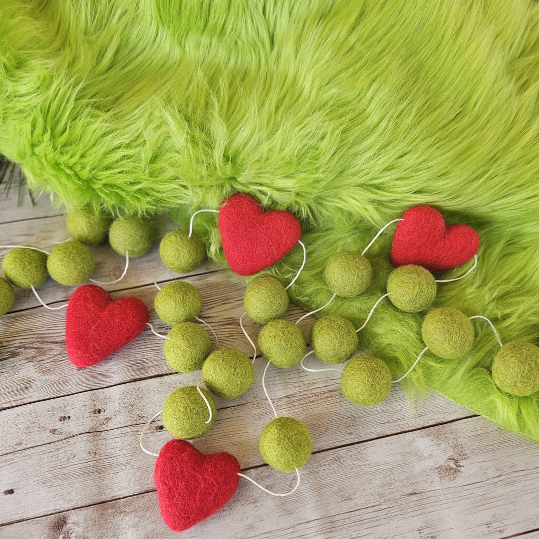 Whimsical Green and Red Heart Garland Home Décor Festive Party ...