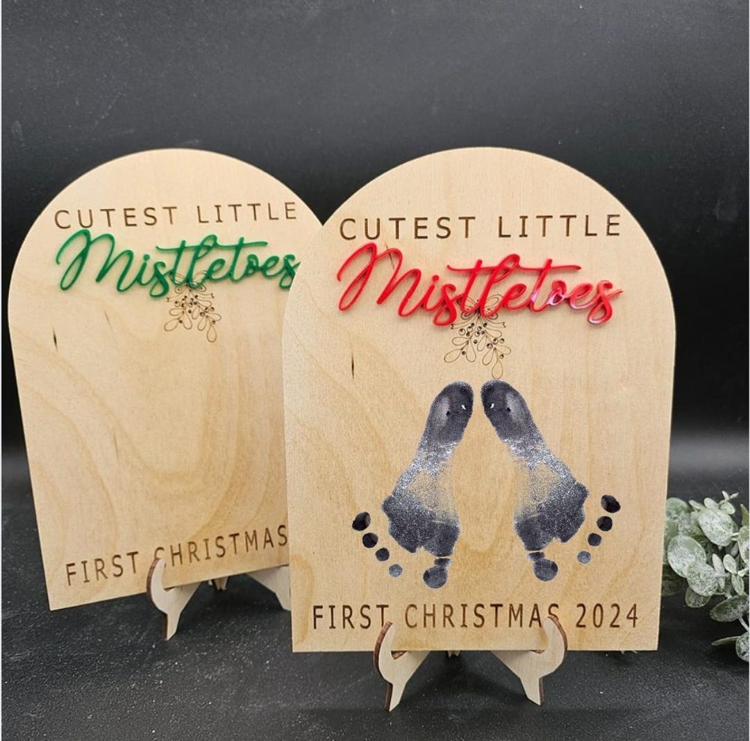 Mistletoes Christmas Baby Footprint Sign | Baby's First Christmas Sign ...