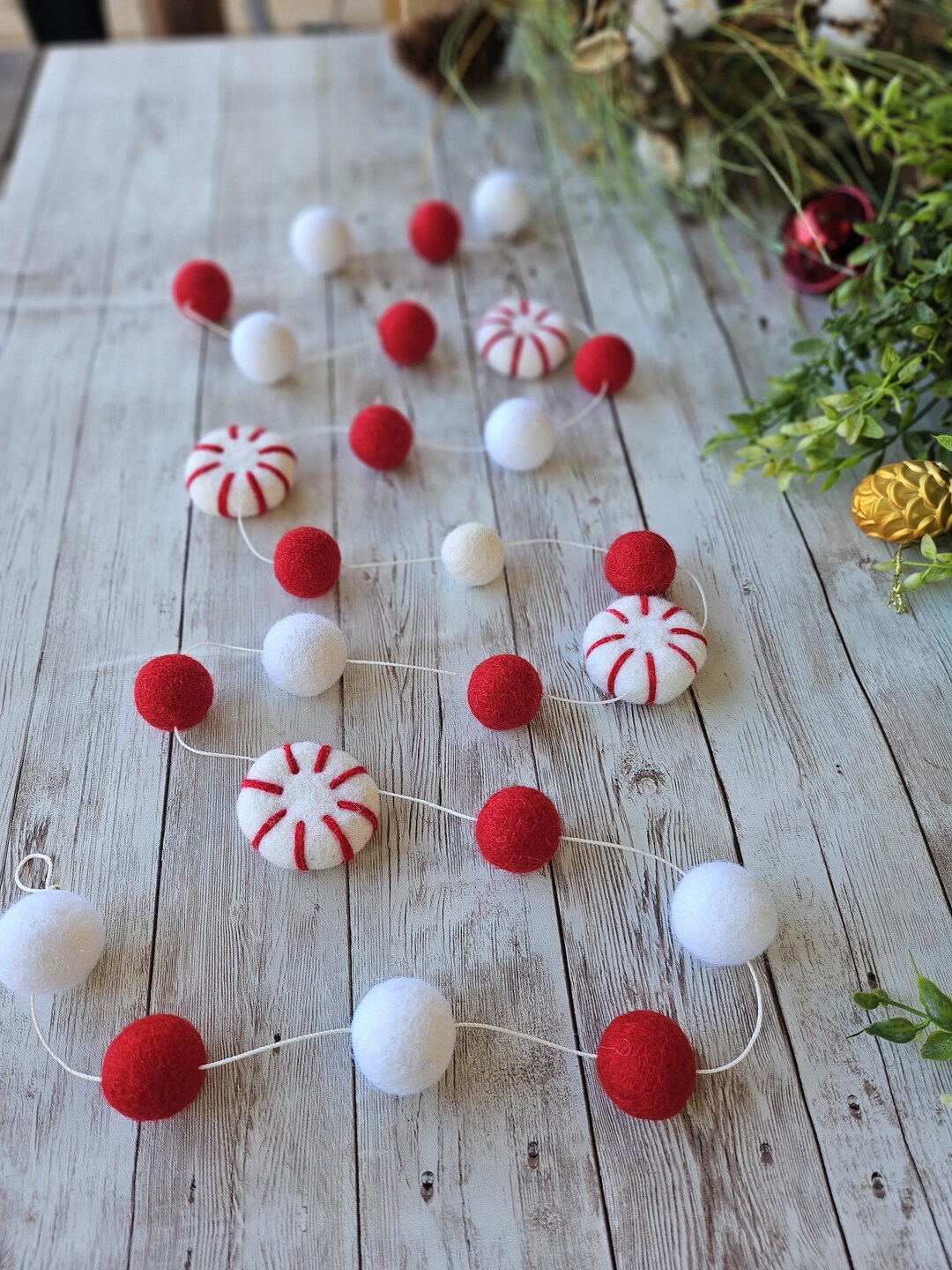 Whimsical Peppermint Red & White Garland Home Décor Festive Party ...