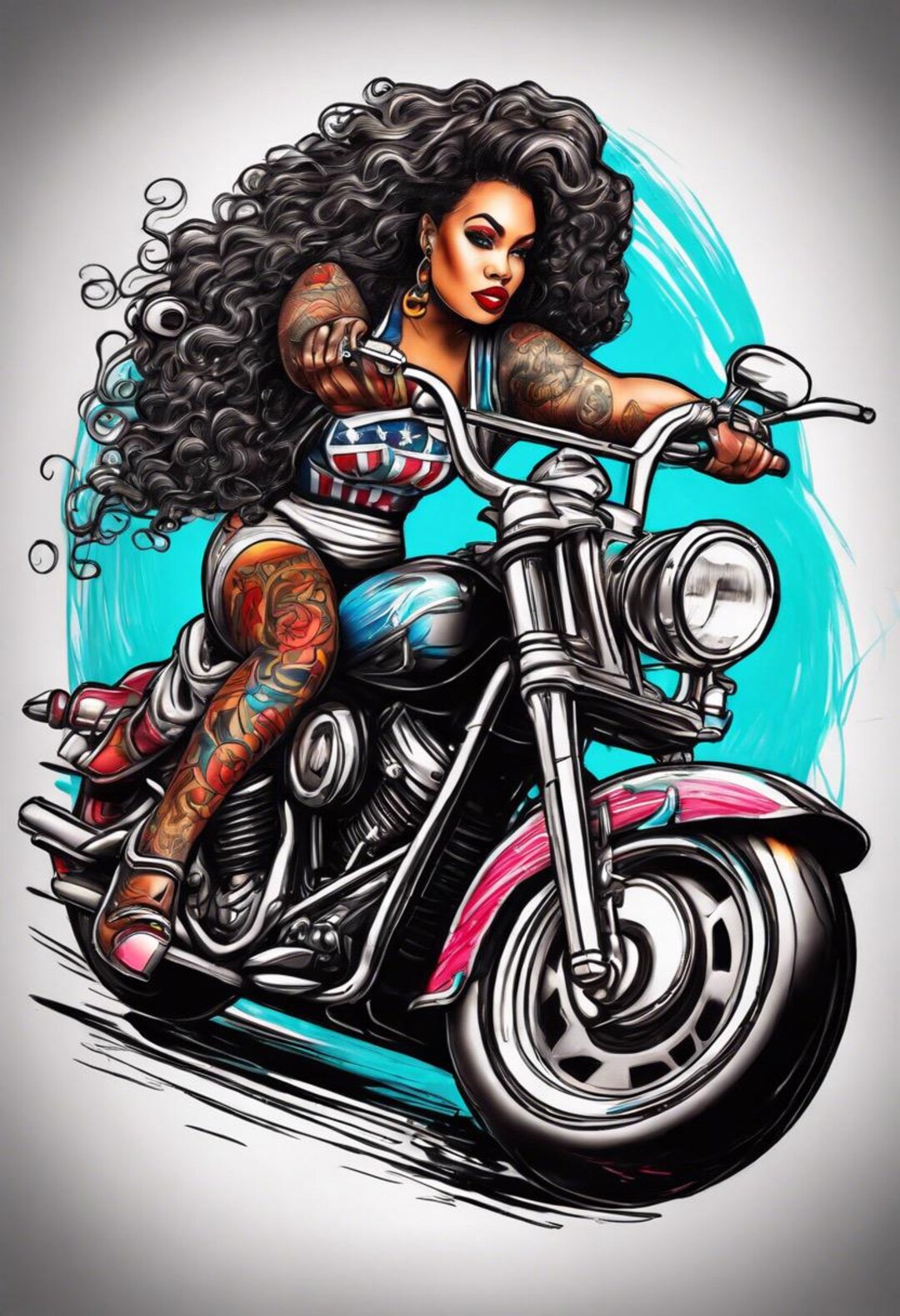 Motorcycle Babe! Pin up Style - Etsy