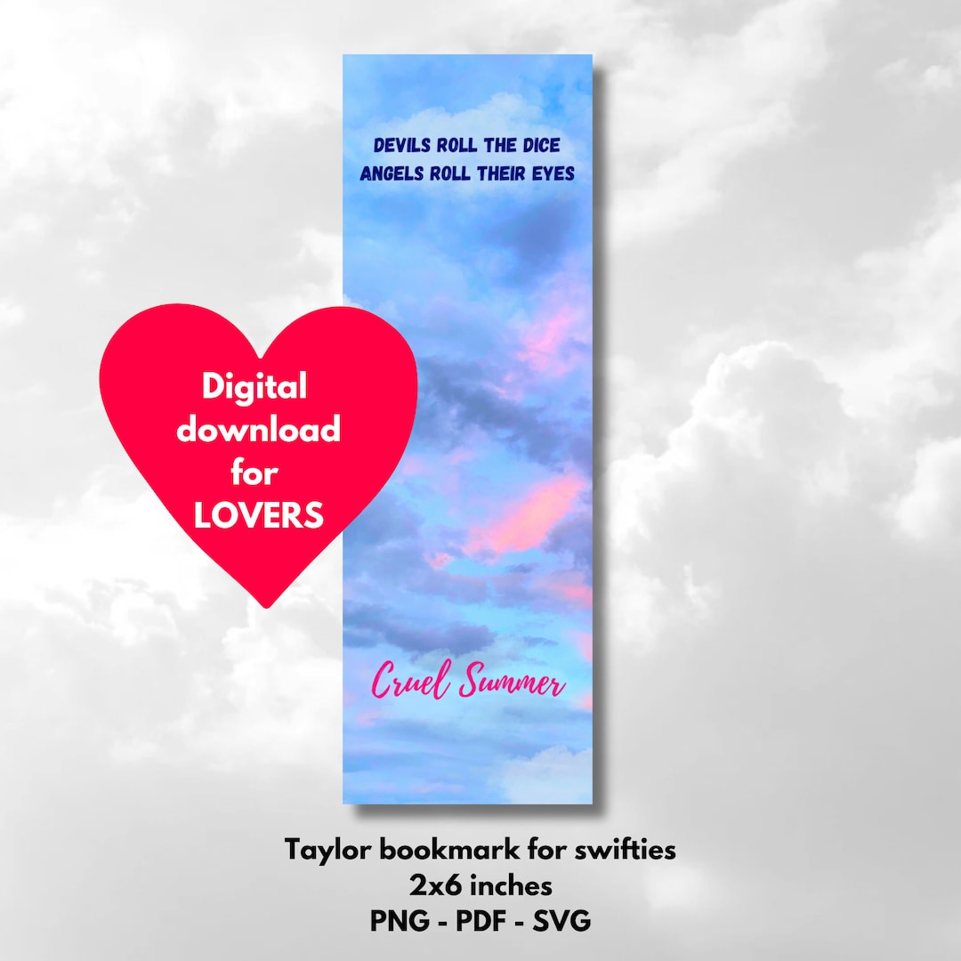 Taylor Swift Printable Bookmark Digital Download for Book Lovers and ...