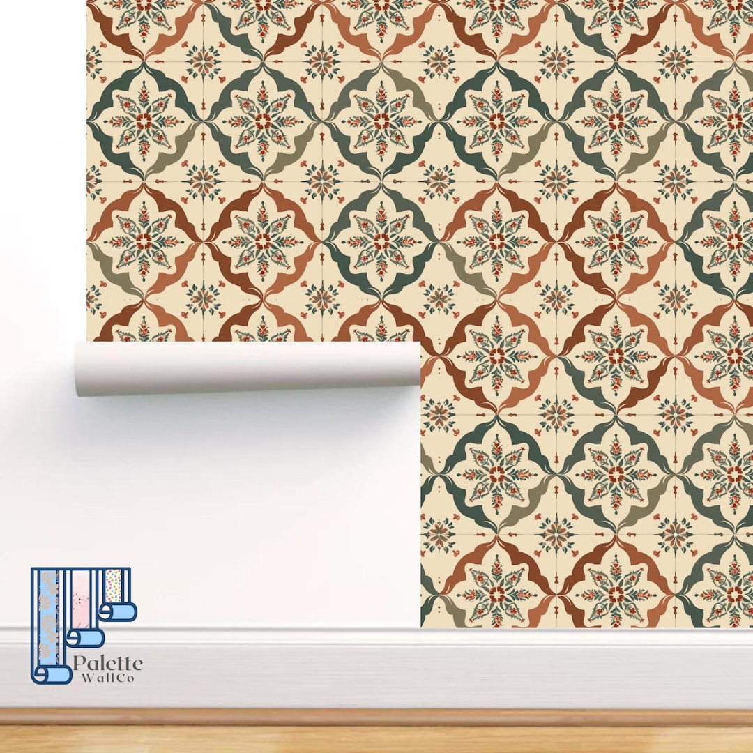 Beautiful Boho Tile Design Wallpaper, Vintage Peel and Stick Wallpaper ...