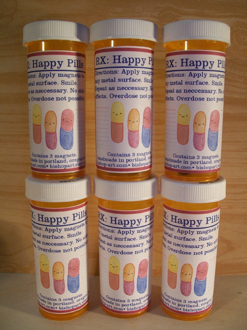 Happy Pill magnets | Etsy
