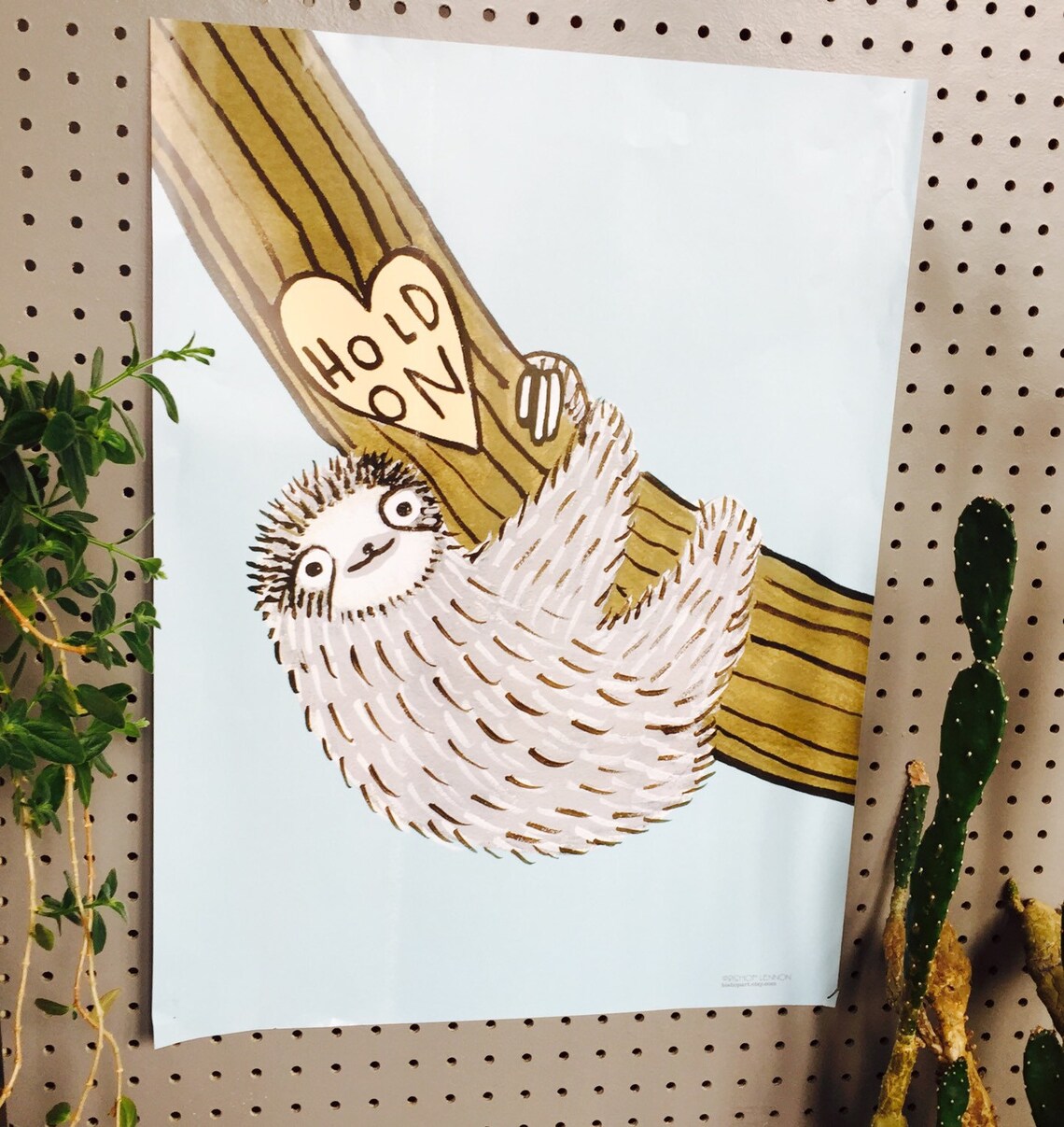 Hold on Sloth Poster - Etsy