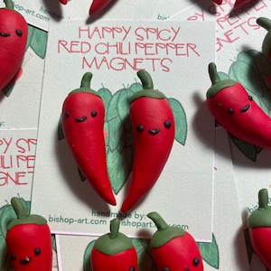 Happy Spicy Red Chili Magnets - Etsy
