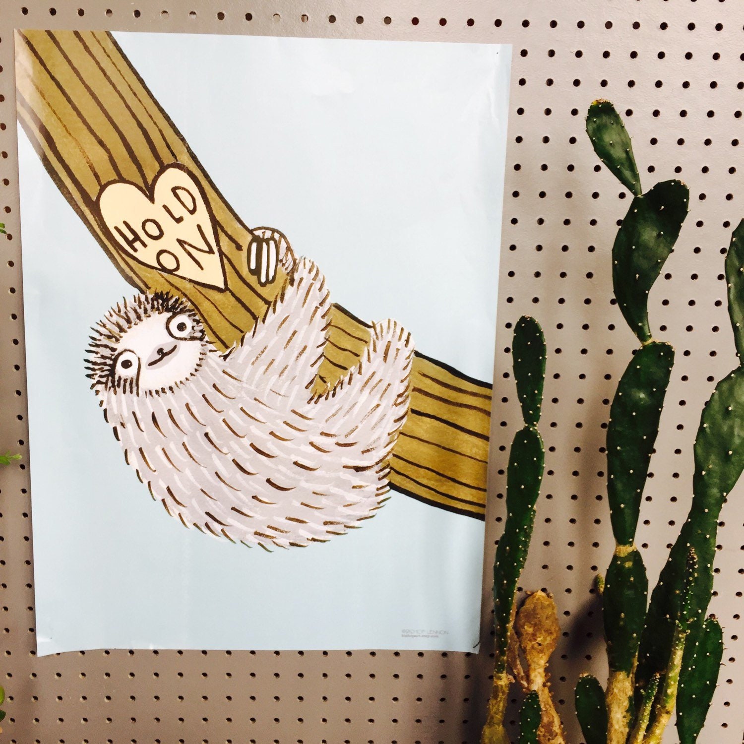 Hold on Sloth Poster - Etsy