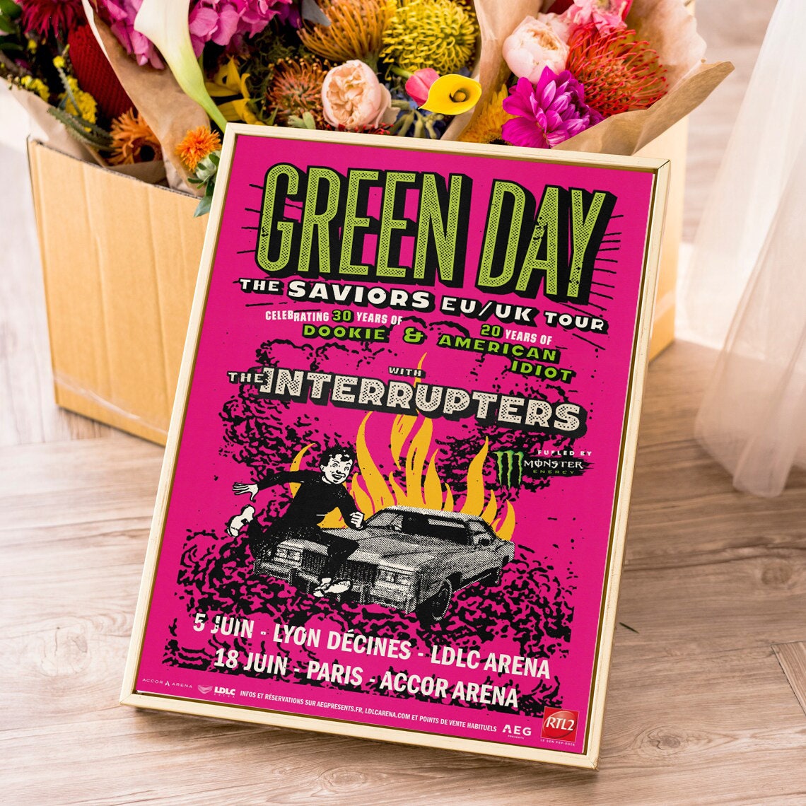 Green Day in concert at Paris' Accor Arena in June 2024 Poster sold by ...