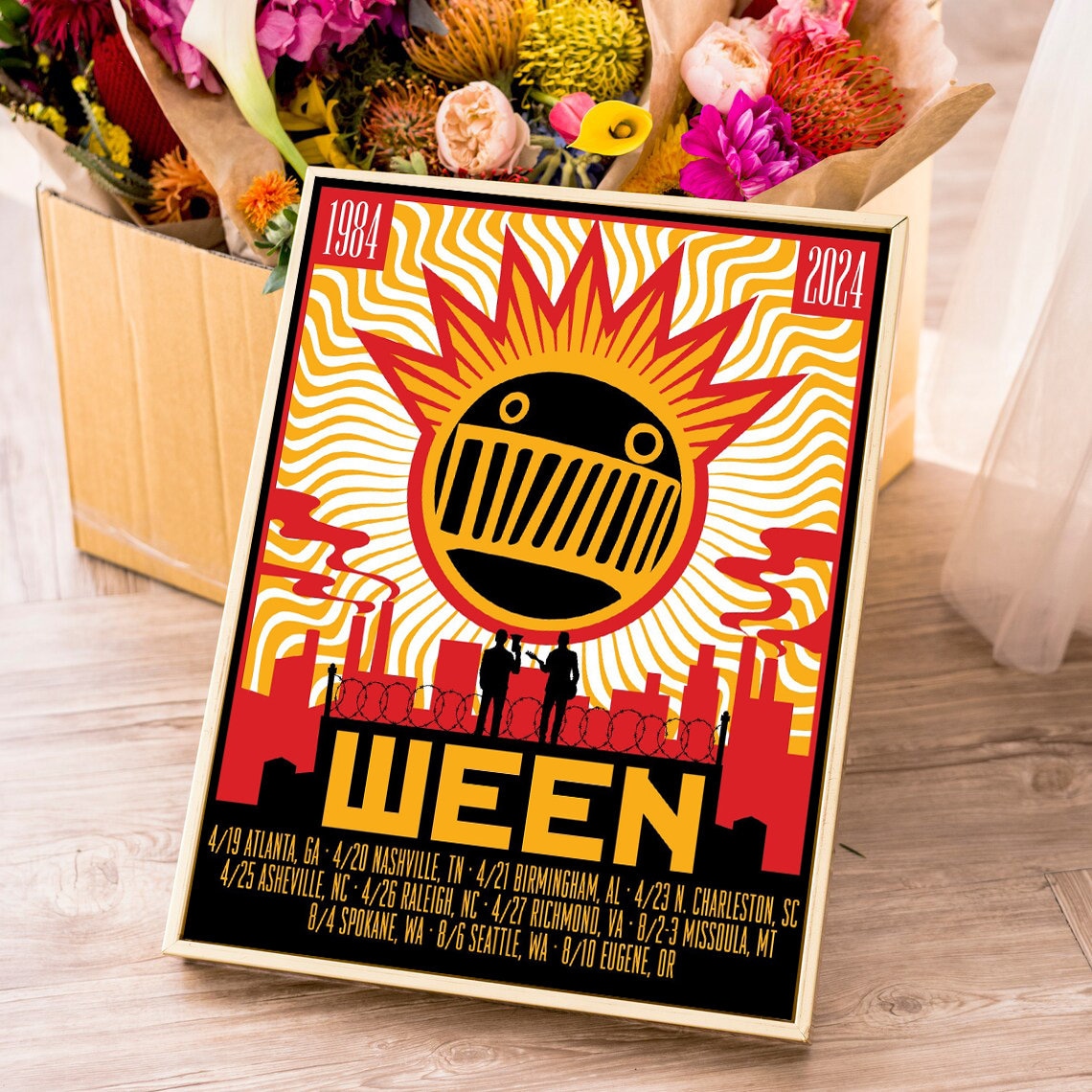 Ween 40 Years of Ween Tour 2024 poster sold by Nicaragua Butterfly ...