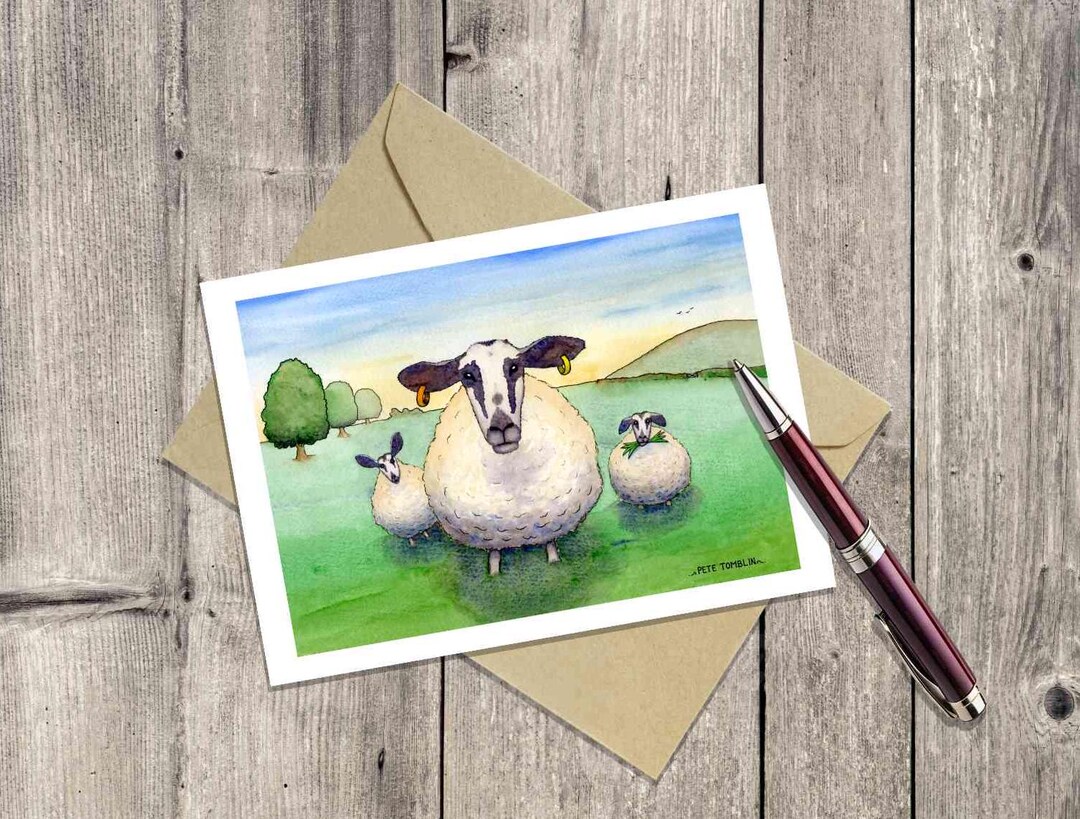 Sheep Card "i See Ewe!", Handcrafted From Watercolour Painting. - Etsy