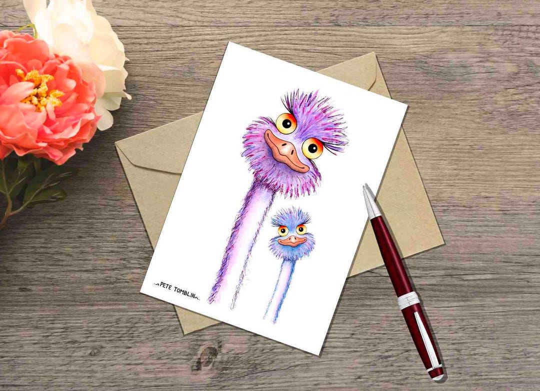 Humorous Ostrich Greetings Card i'd Stick My Neck Out for You, From ...