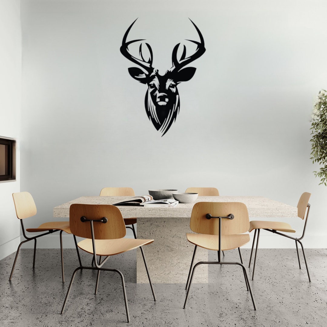 Deer Head Metal Wall Art, Nature View Wall Art, Deer Head With Antlers ...