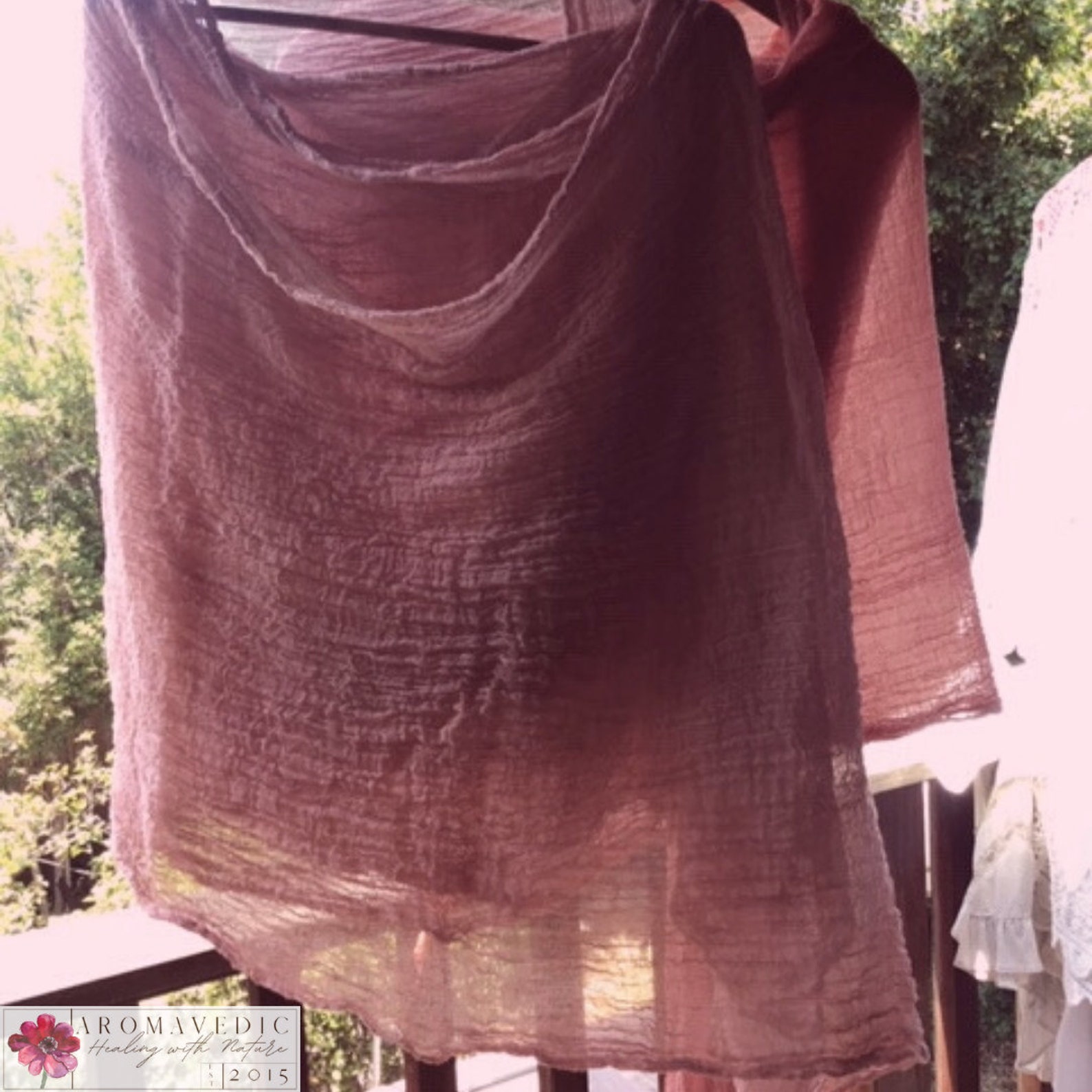 Vegan Fashion Organic Cotton Plant Dyed Shawl Long Scarf Red Sandalwood ...