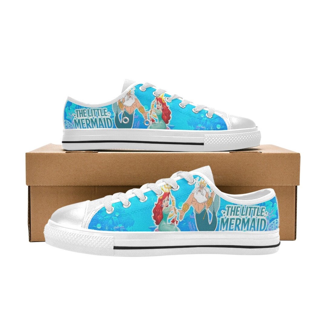 Custom the Little Mermaid Canvas Shoes Low Top Sneakers for Unisex and ...
