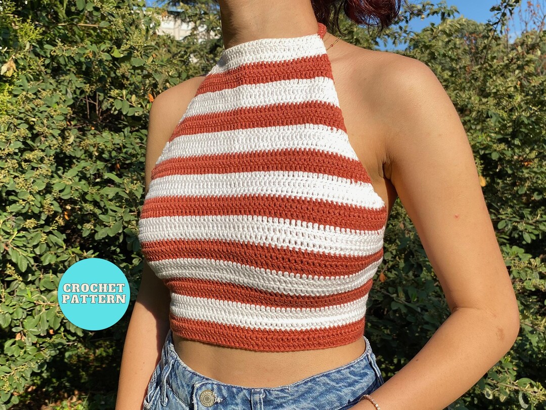 Backless Crochet Crop Top Pattern, Summer Halter Top, Beach Tank Top ...