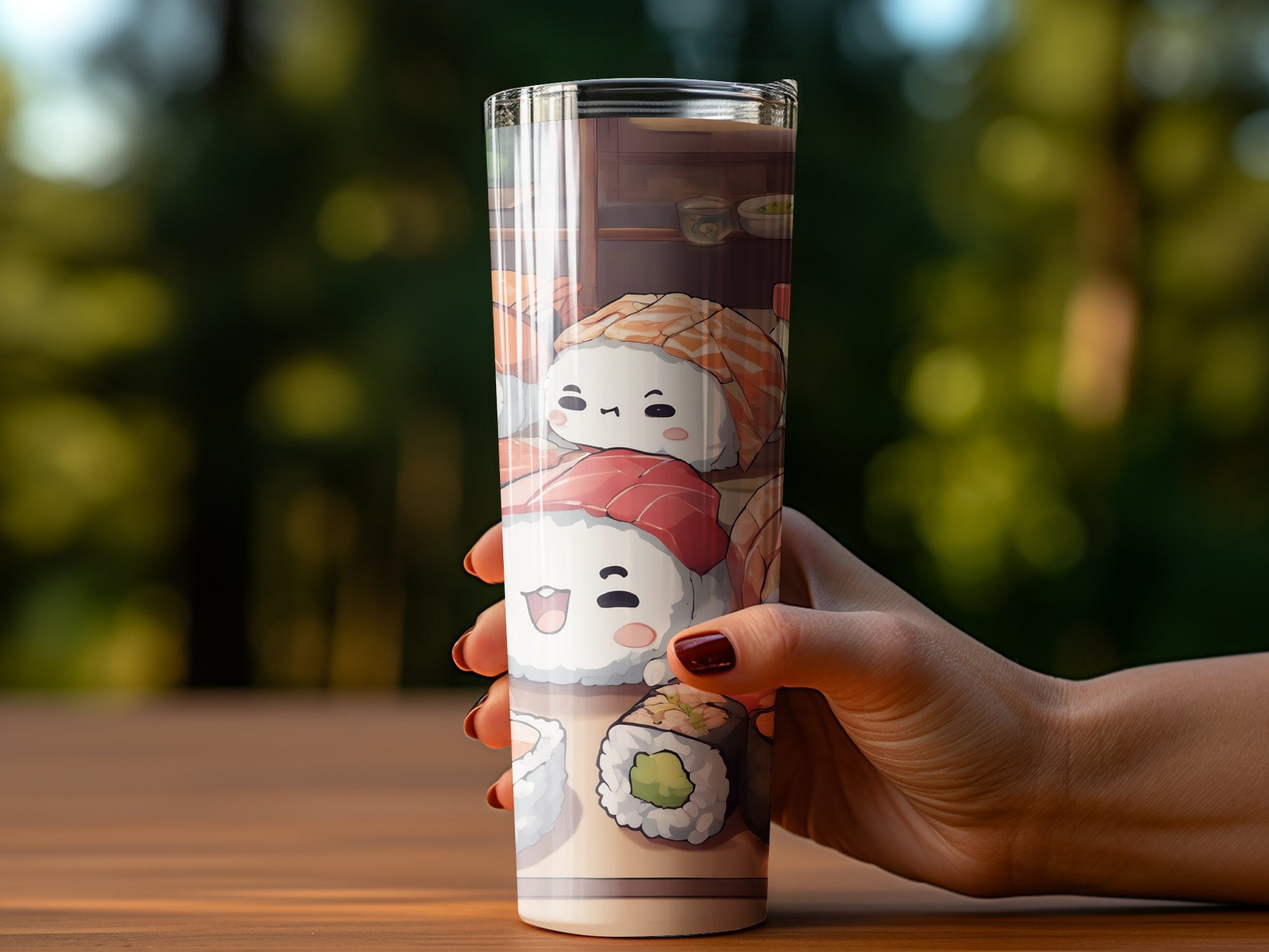 Cute Sushi Family Digital Art, Cartoon Sushi Rolls and Nigiri, Colorful ...