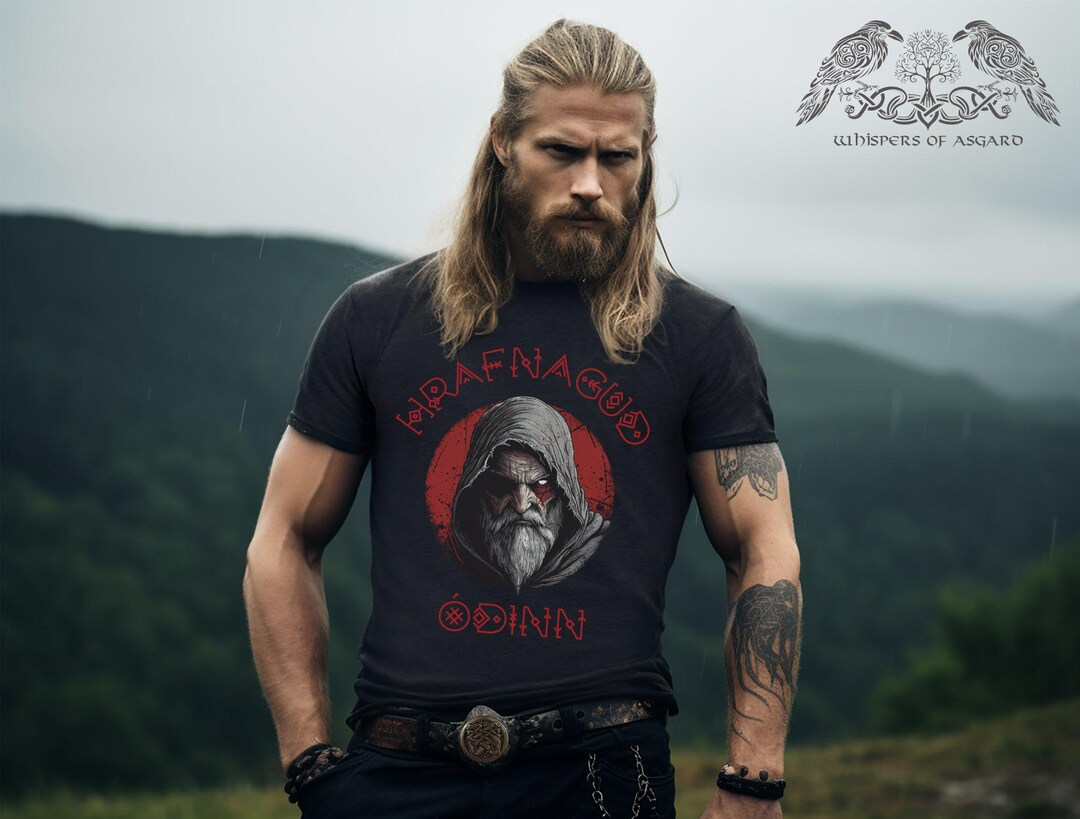 Viking Odin Raven God T-shirt, Norse Mythology Graphic Tee, Old Norse ...