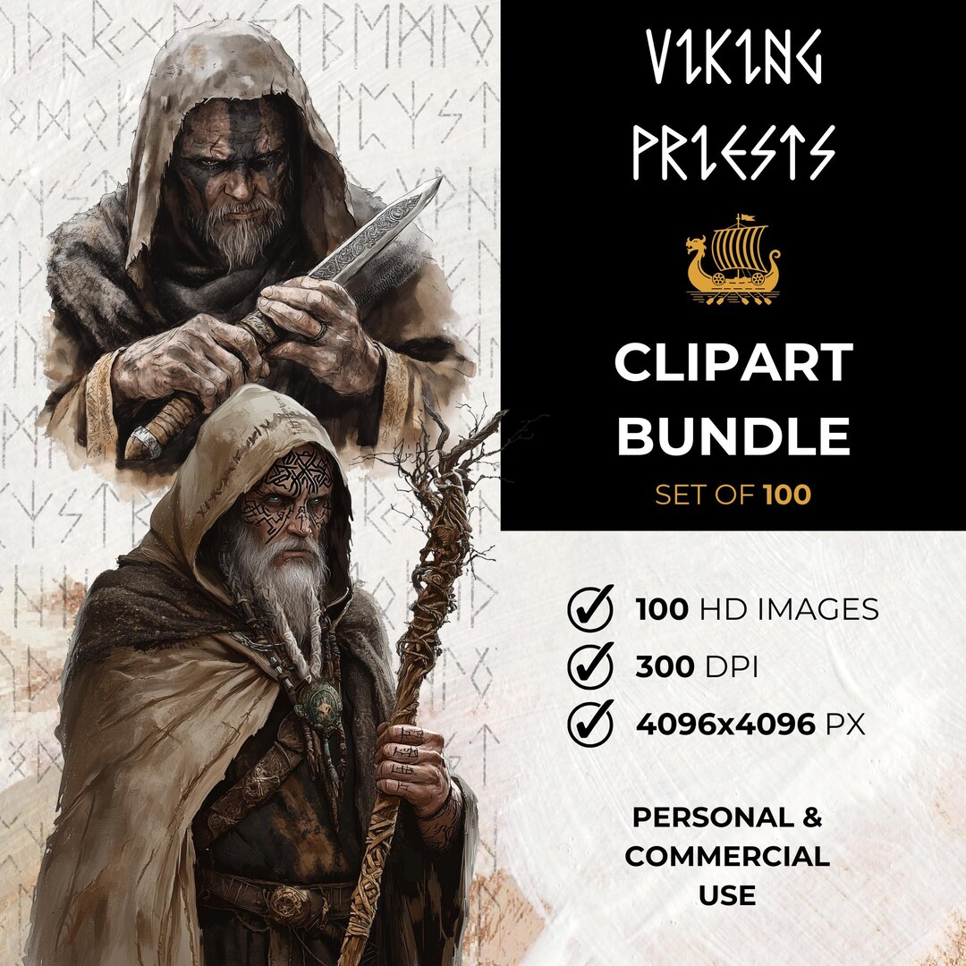 Viking Priest Watercolor Clip Art: Norse Mystics PNG (digital Download ...