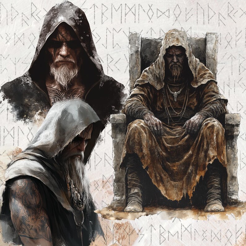 Viking Priest Watercolor Clip Art: Norse Mystics PNG (digital Download ...