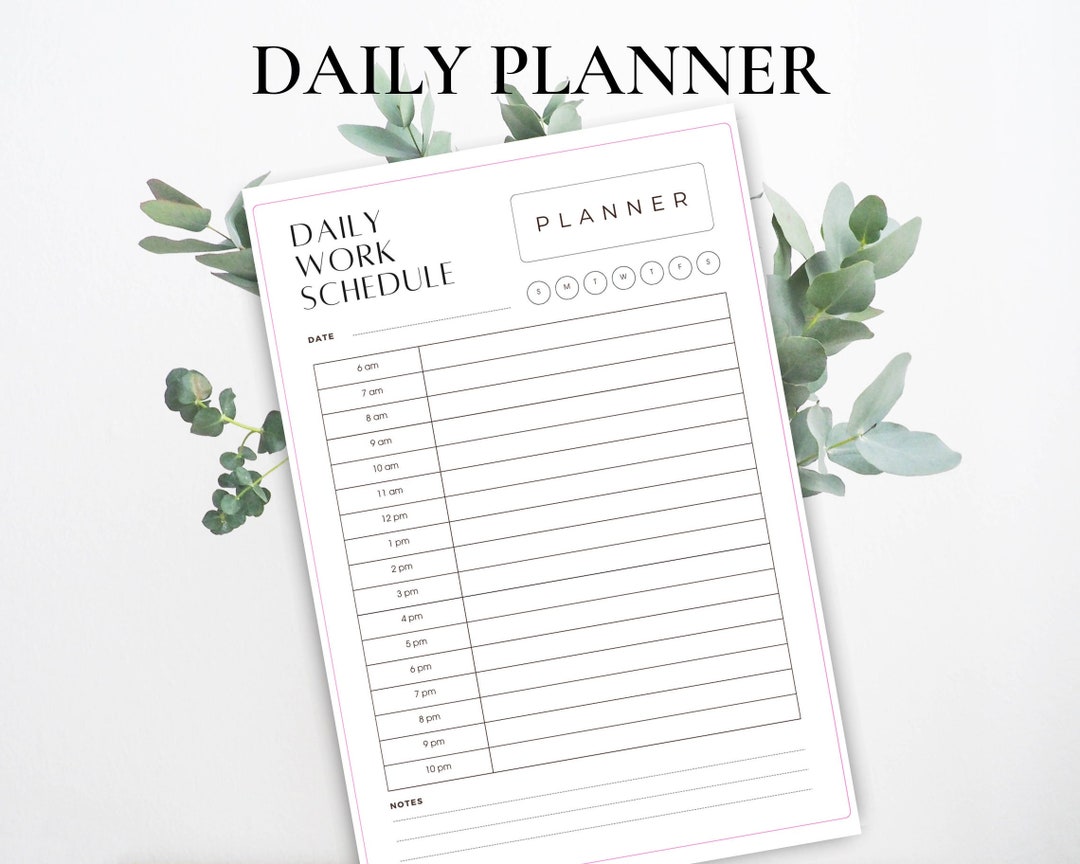Daily Work Schedule Planner | Printable Day Planner | Digital PDF ...