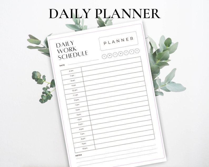 Daily Work Schedule Planner | Printable Day Planner | Digital PDF ...