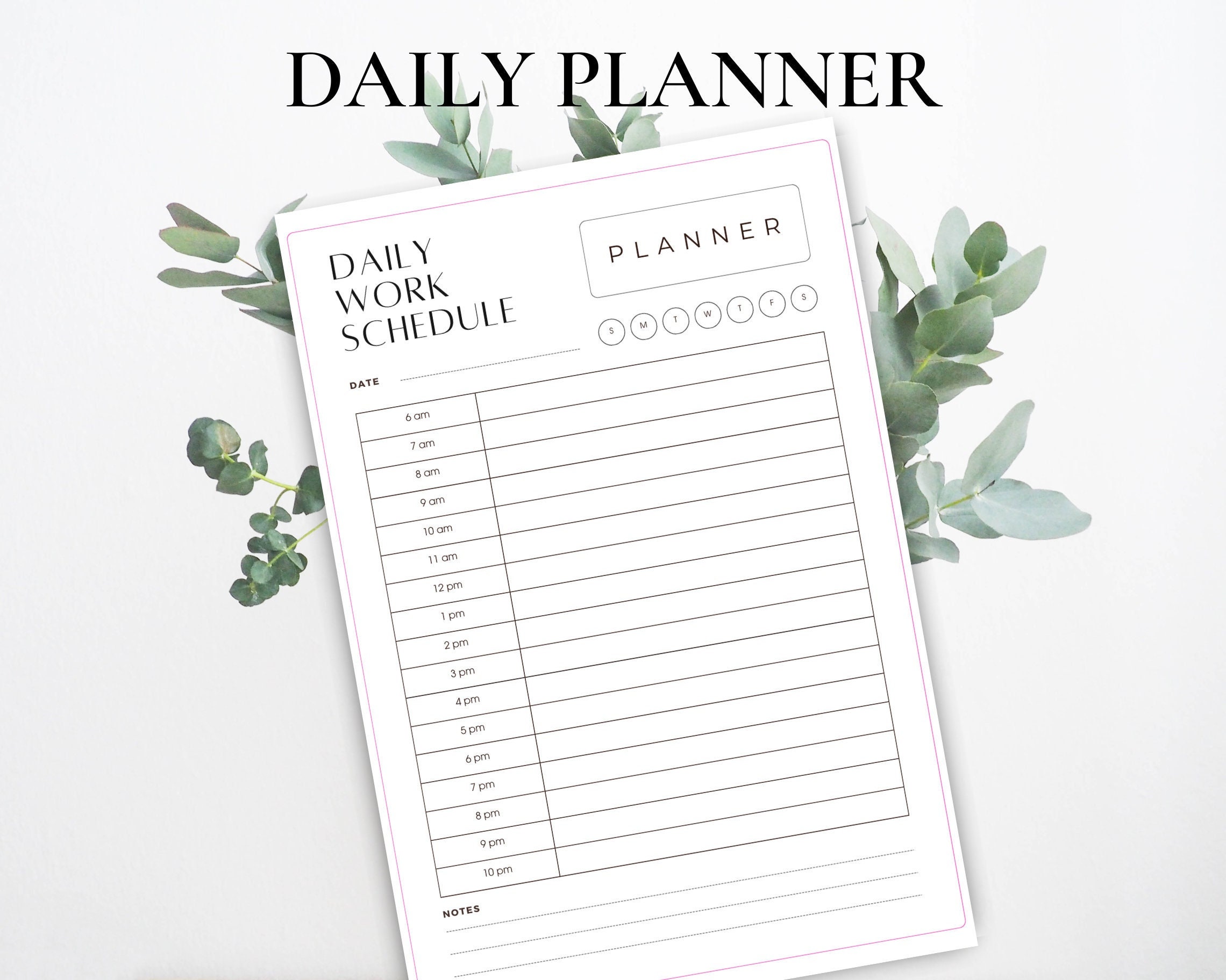 Daily Work Schedule Planner | Printable Day Planner | Digital PDF ...