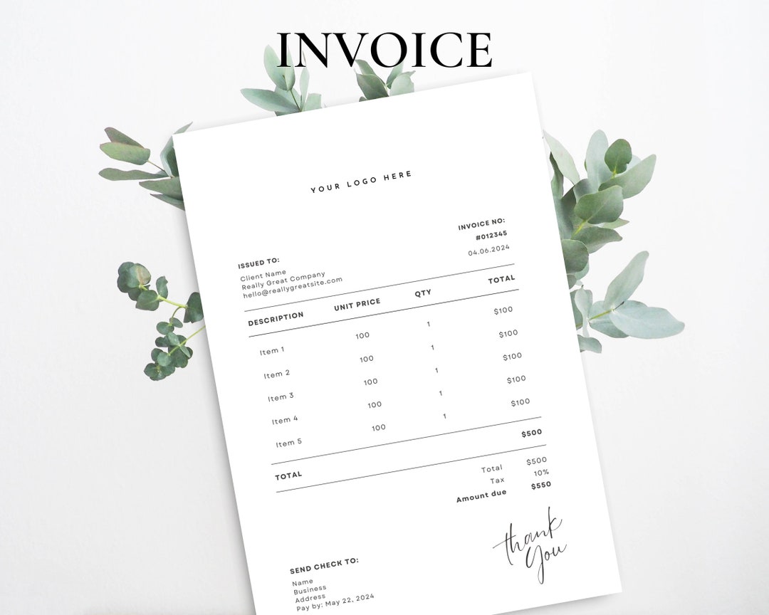 Small Business Invoice Template | Printable & Editable Invoice PDF ...