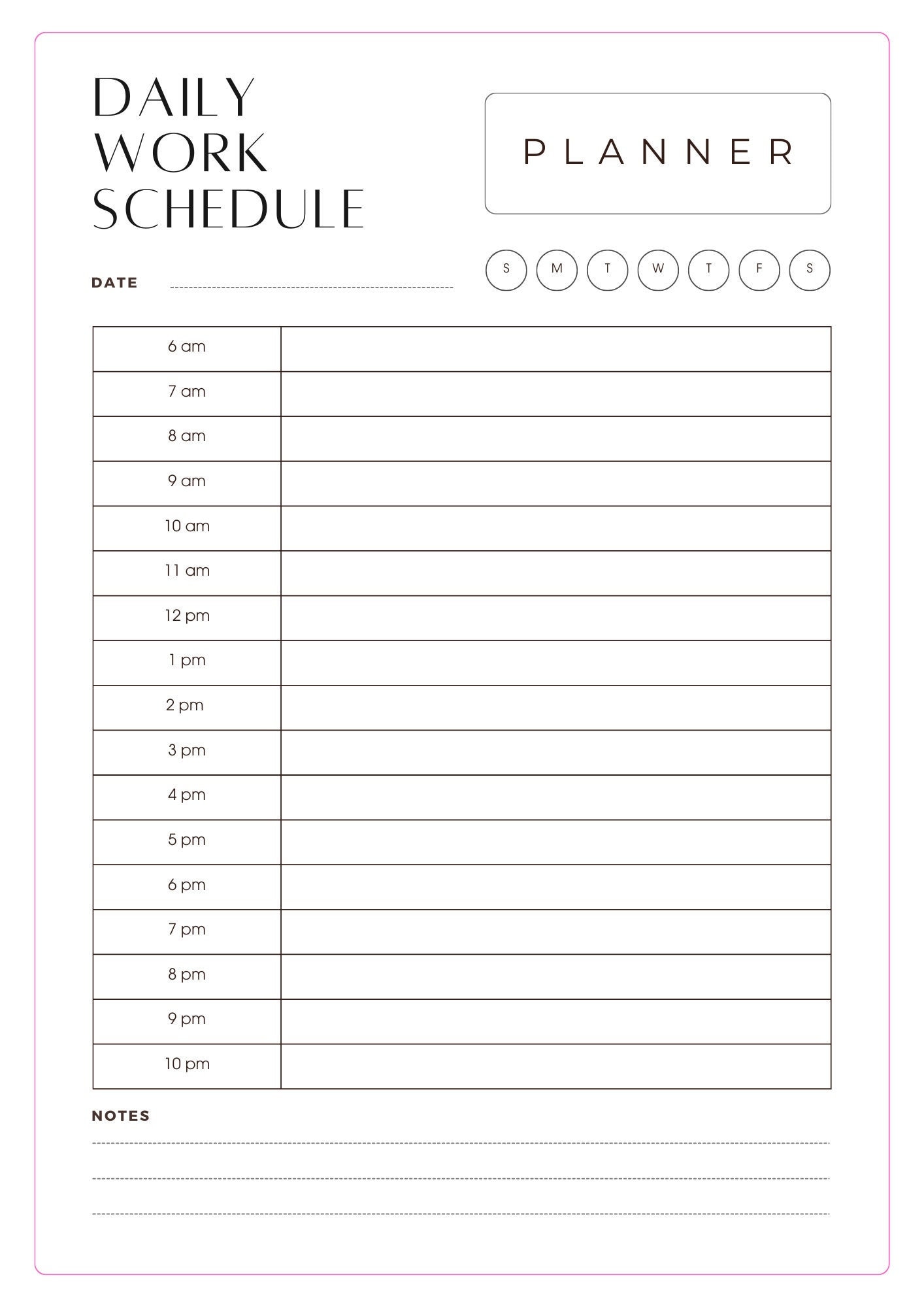 Daily Work Schedule Planner | Printable Day Planner | Digital PDF ...