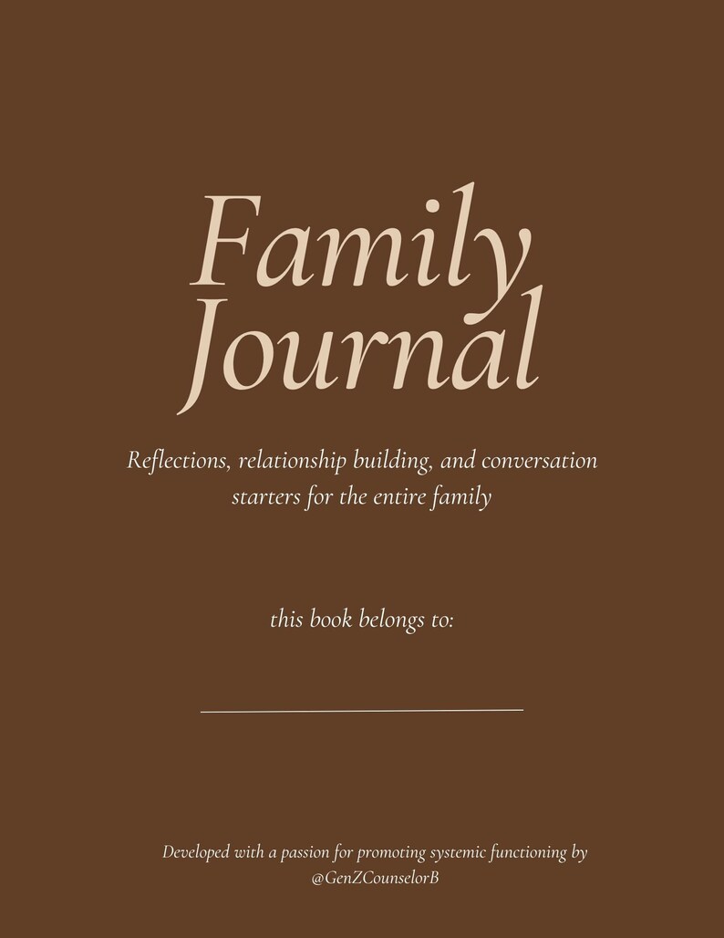 Family Journal Prompts: Mft/counseling and SEL Education Resources - Etsy