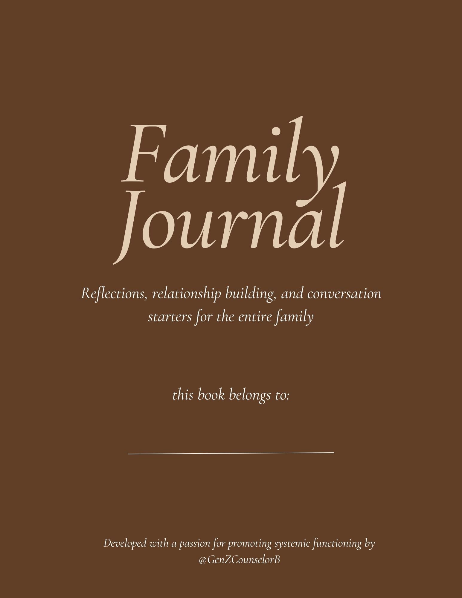 Family Journal Prompts: Mft/counseling and SEL Education Resources - Etsy