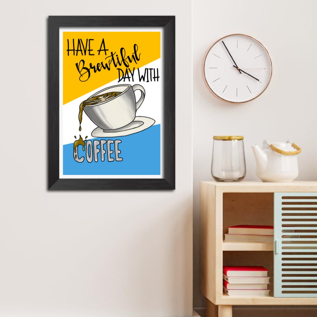 Hand Drawn Coffee Themed Printable Wall Art - Etsy