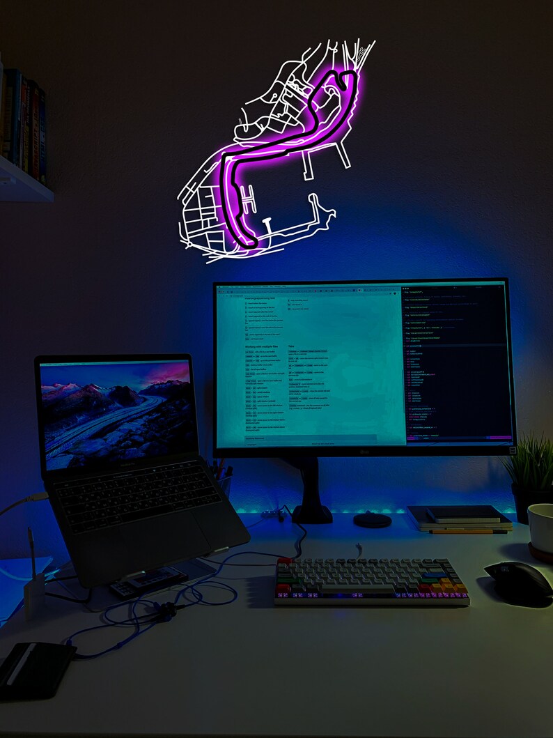 Circuit Metal Wall Art, Formula 1 Wall Decor, Metal Racetrack, Neon ...