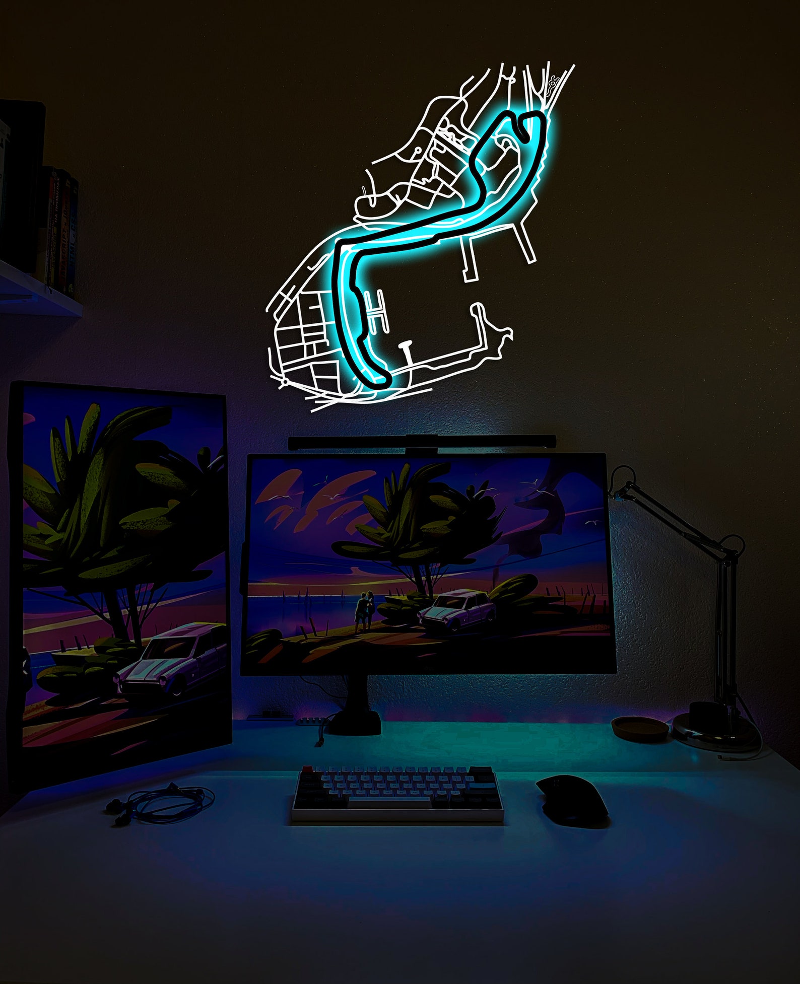 Circuit Metal Wall Art, Formula 1 Wall Decor, Metal Racetrack, Neon ...