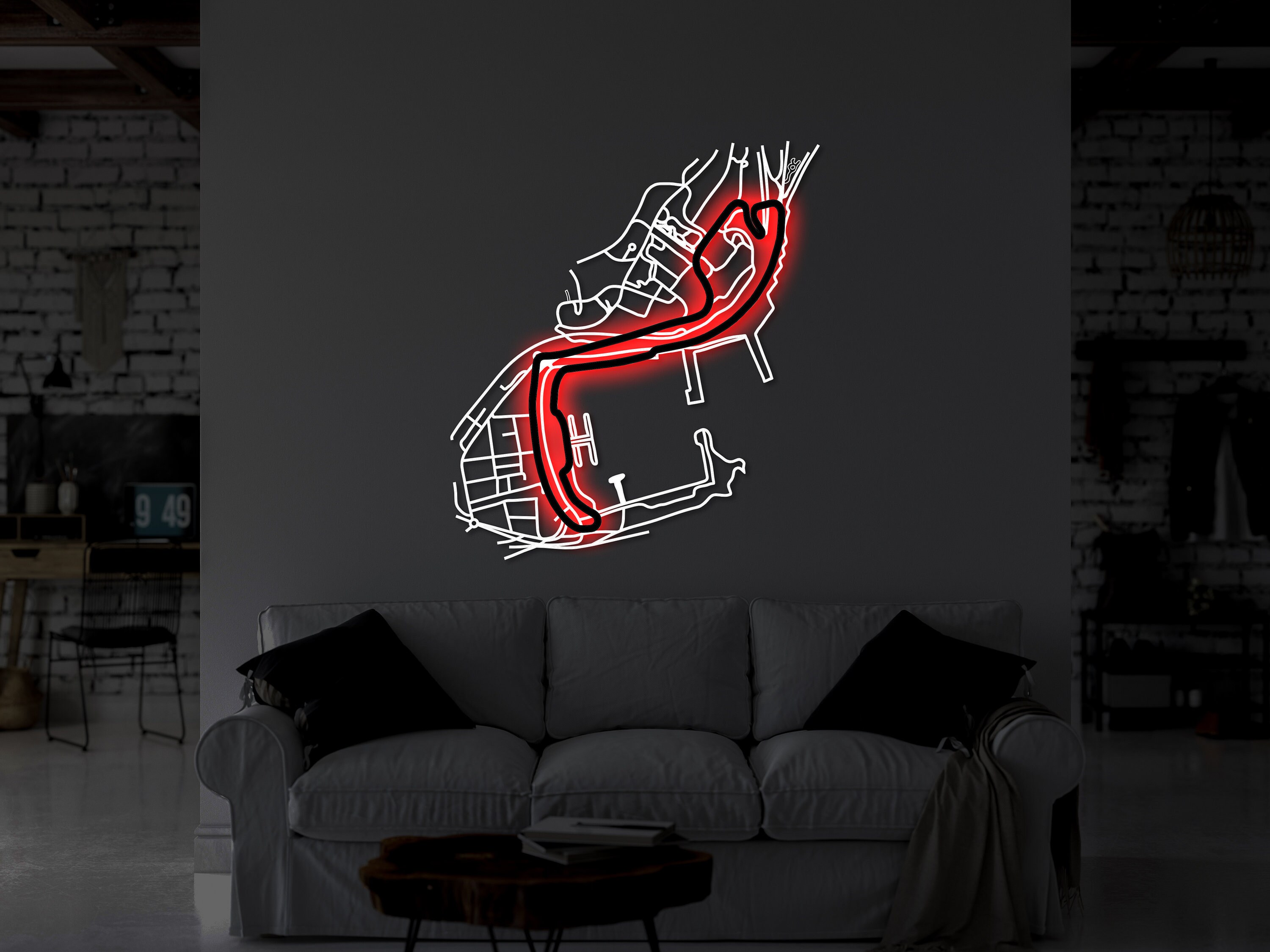 Circuit Metal Wall Art, Formula 1 Wall Decor, Metal Racetrack, Neon ...