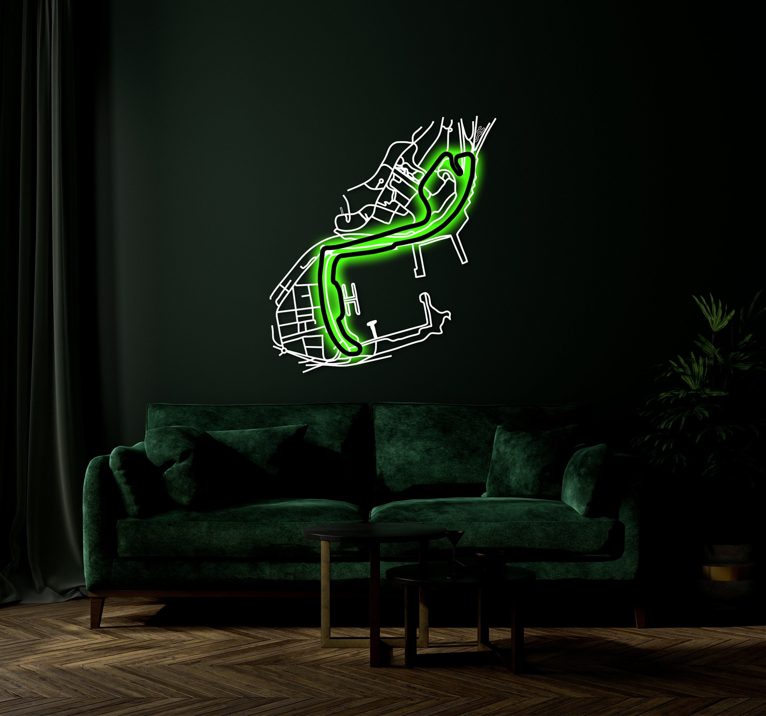 Circuit Metal Wall Art, Formula 1 Wall Decor, Metal Racetrack, Neon ...