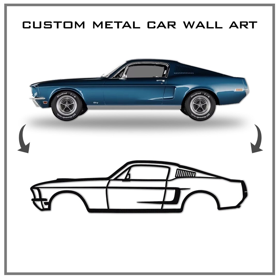 Your Custom Car Metal Wall Art, Metal Car Silhouette, Car Guy Gift, Car ...