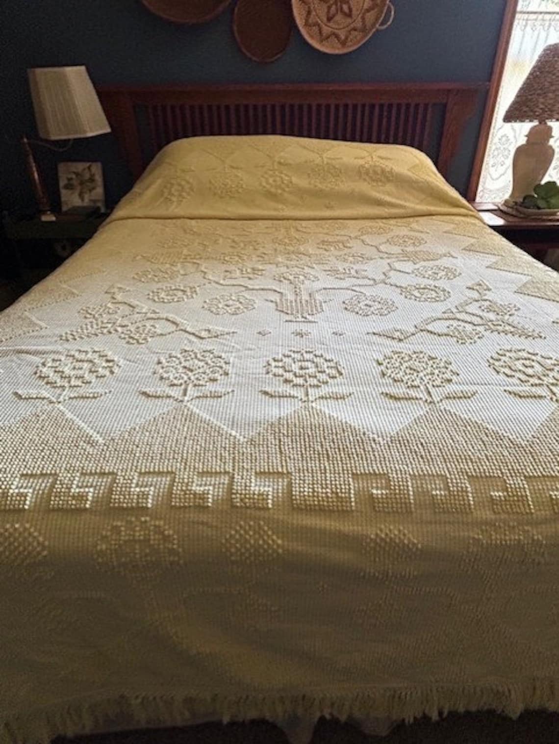 Vintage Bates George Washington Choice Yellow Hobnail Bedspread ...