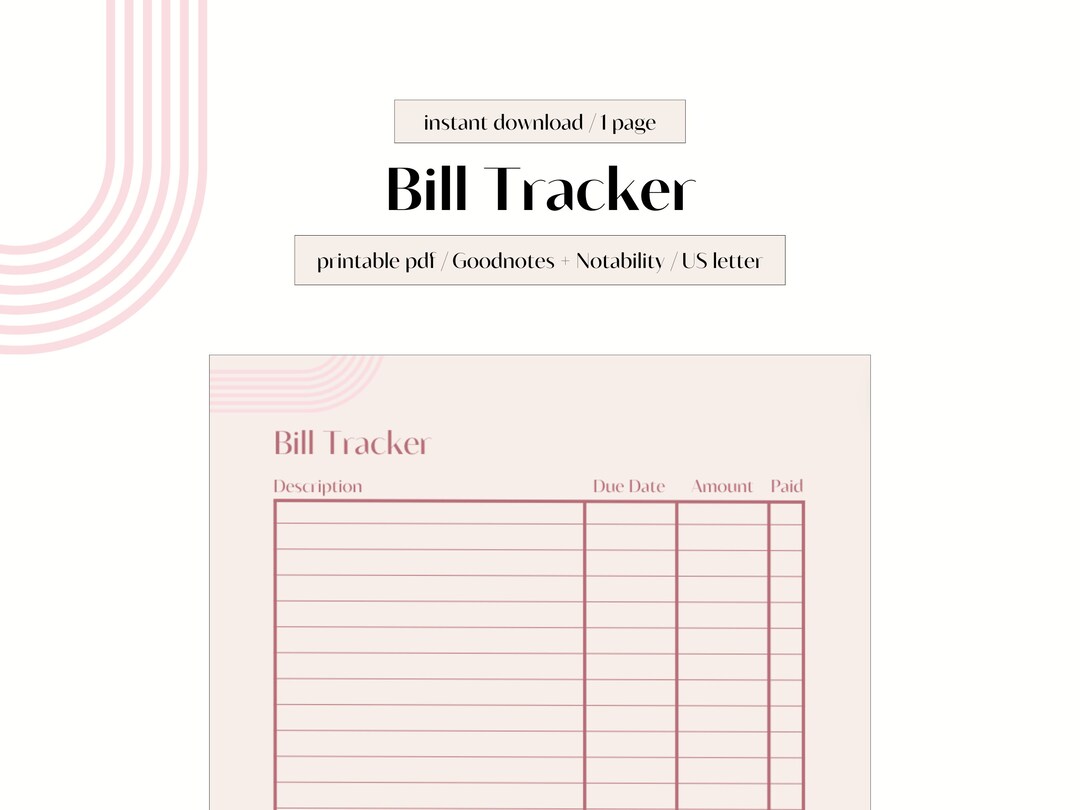 Bill Tracker | Digital Planner | Digital Bill Planner | Monthly Bill ...