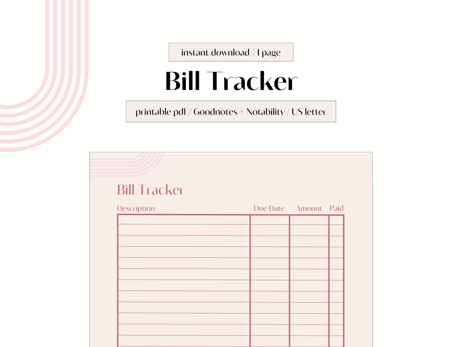 Bill Tracker | Digital Planner | Digital Bill Planner | Monthly Bill ...