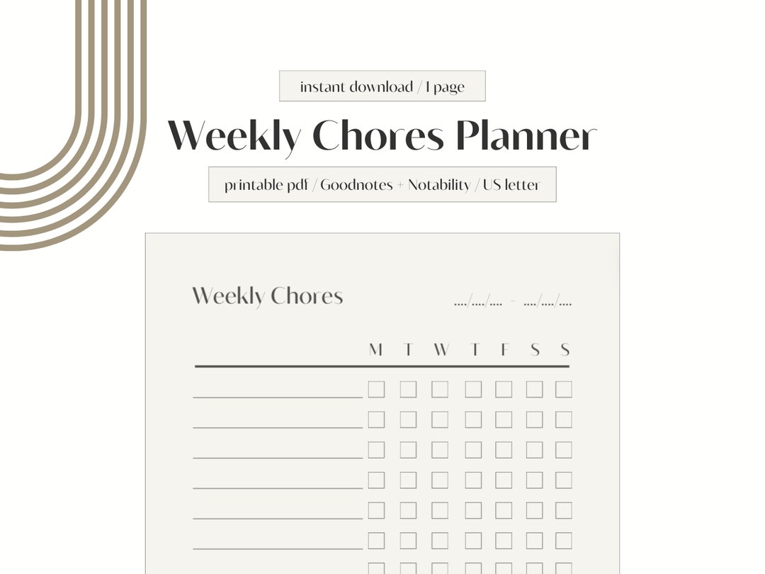 Weekly Chores Planner | Digital Planner | Goodnotes Planner ...
