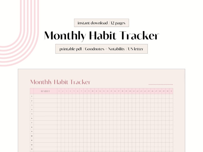Monthly Habit Tracker | Digital Planner | Habit Organizer ...