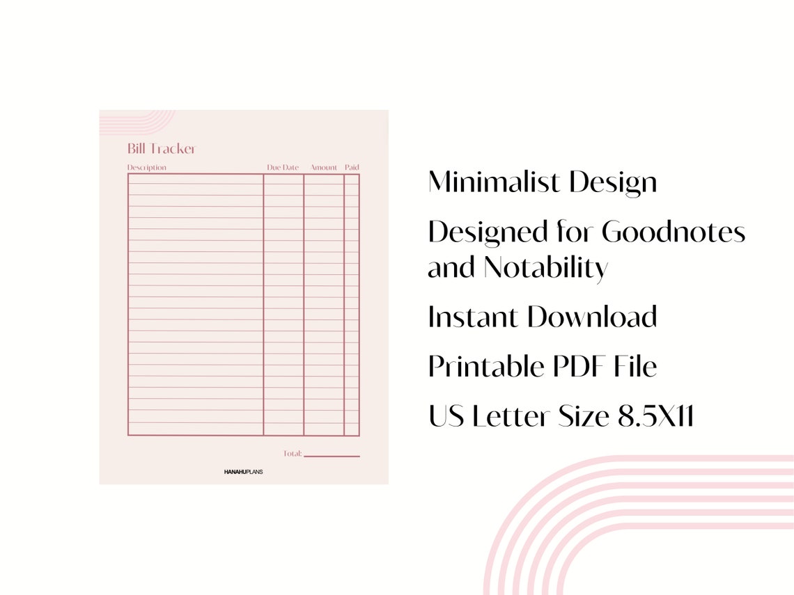 Bill Tracker | Digital Planner | Digital Bill Planner | Monthly Bill ...