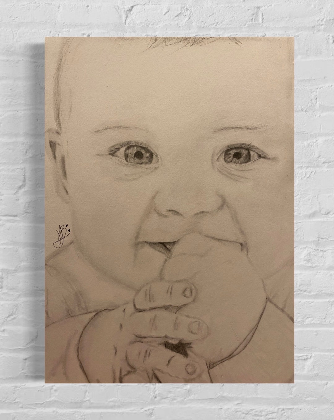 A Handmade Original A3 Drawing of a Cute Baby - Etsy
